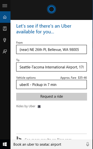 cortana uber