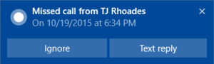 windows 10 text notification
